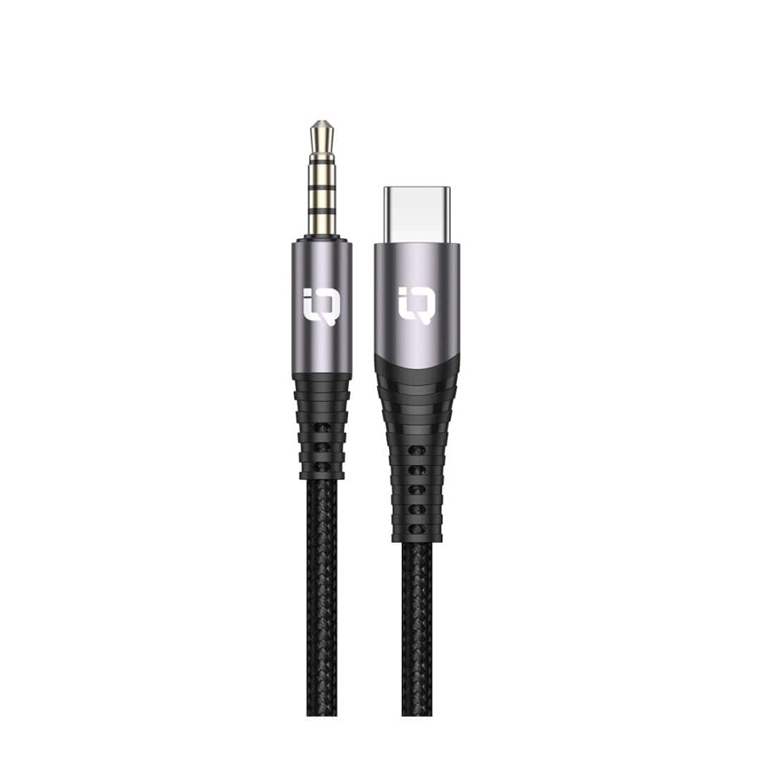 IQ TOUCH USB-C to 3.5mm Nylon braided 1 Meter Audio Cable - AUDIOLINK-