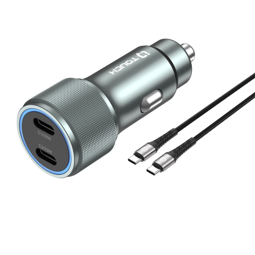 IQ Touch 66W Dual Type-C Car Charger with Type-C Charging Cable - PD66